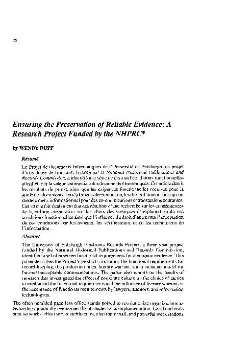 (PDF) Ensuring the preservation of reliable evidence: a research ...