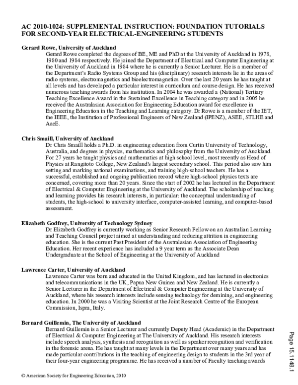 (PDF) Supplemental instruction: Foundation Tutorials for second-year ...