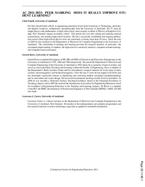(PDF) Peer Marking: Does it Really Improve Student Learning?