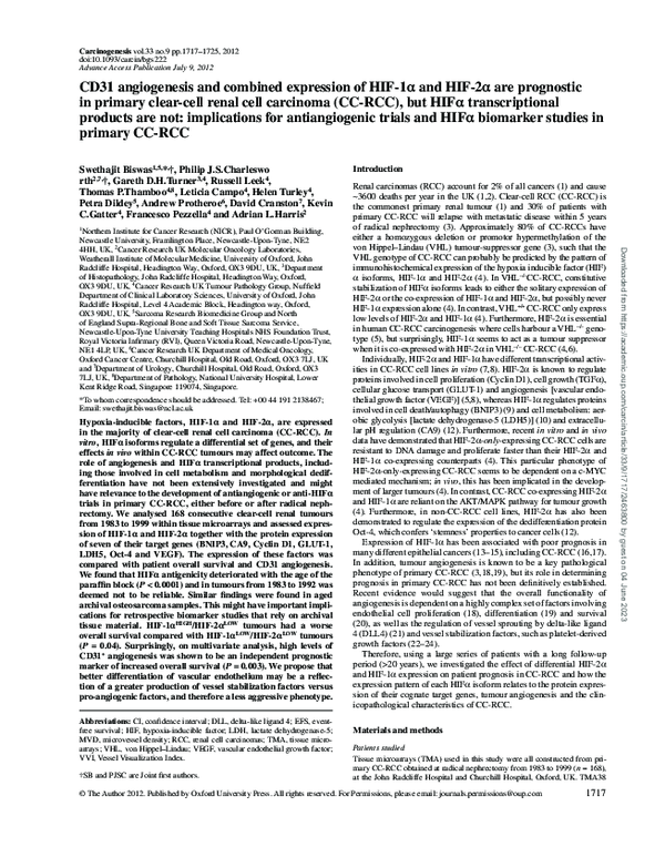 (PDF) CD31 angiogenesis and combined expression of HIF-1α and HIF-2α ...