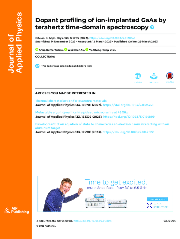 (PDF) Dopant profiling of ion-implanted GaAs by terahertz time-domain spectroscopy