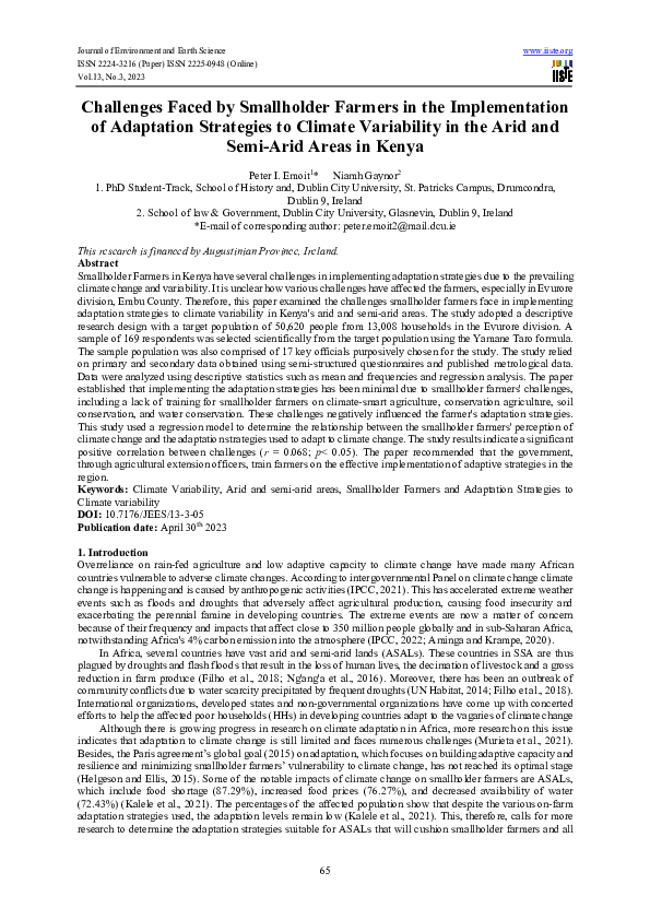 (PDF) Challenges Faced by Smallholder Farmers in the Implementation of Adaptation Strategies to ...
