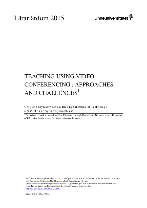(PDF) Teaching using video-conferencing: approaches and challenges