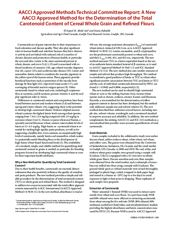 (PDF) AACCI Approved Methods Technical Committee Report: A New AACCI ...