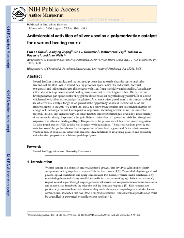 (PDF) Antimicrobial activities of silver used as a polymerization ...