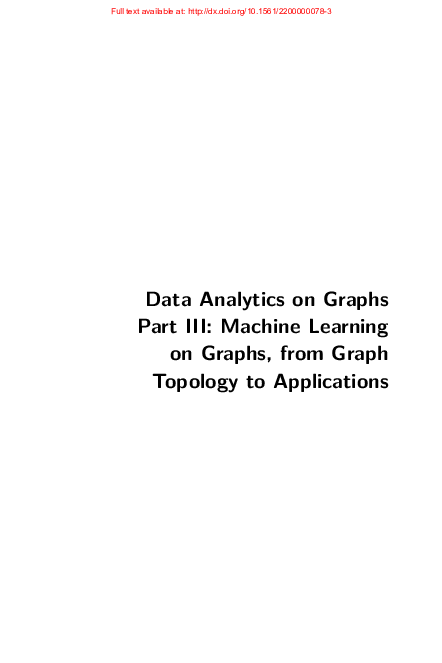 (PDF) Data Analytics on Graphs Part III: Machine Learning on Graphs, from Graph Topology to ...