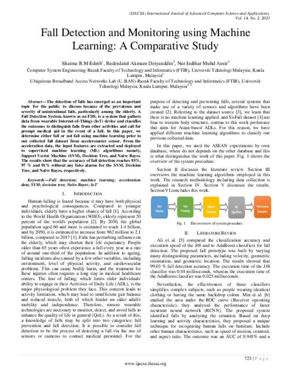 (PDF) Fall Detection and Monitoring using Machine Learning: A Comparative Study