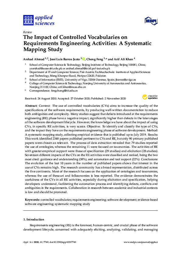 (PDF) The Impact of Controlled Vocabularies on Requirements Engineering Activities: A Systematic ...