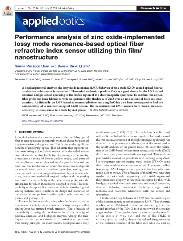 (PDF) Performance analysis of zinc oxide-implemented lossy mode resonance-based optical fiber ...