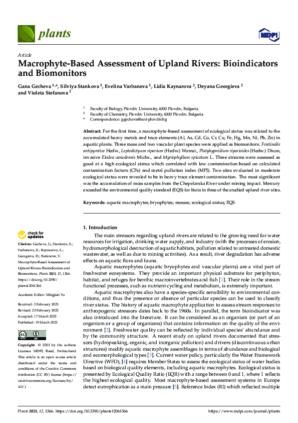 (PDF) Macrophyte-Based Assessment of Upland Rivers: Bioindicators and ...