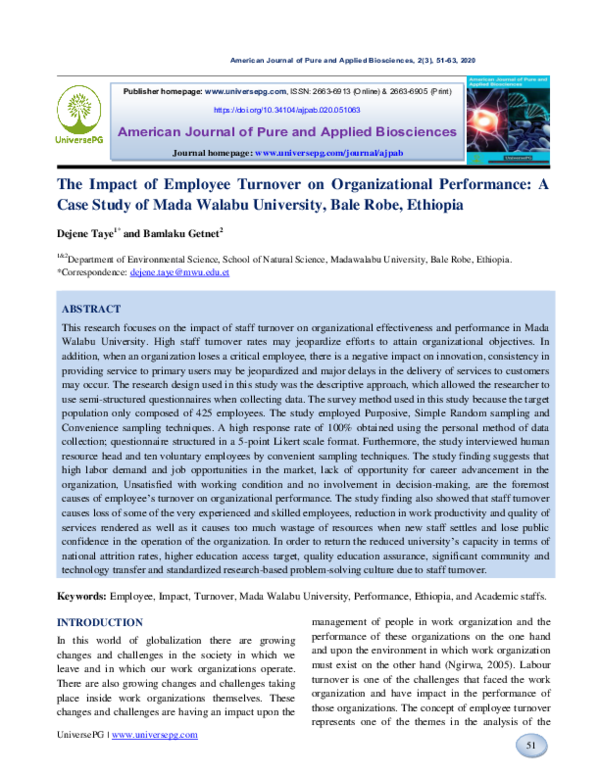 (PDF) The Impact of Employee Turnover on Organizational Performance: A ...