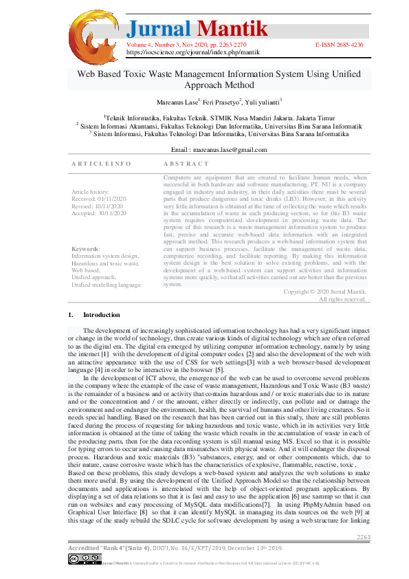 (PDF) Web Based Toxic Waste Management Information System Using Unified ...