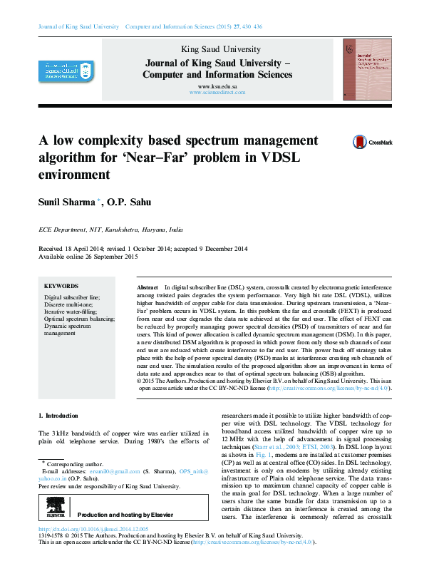 (PDF) A low complexity based spectrum management algorithm for ‘Near ...
