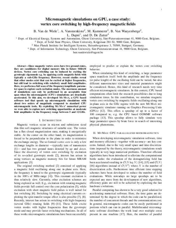 (PDF) Micromagnetic Simulations on GPU, A Case Study: Vortex Core Switching by High-Frequency ...