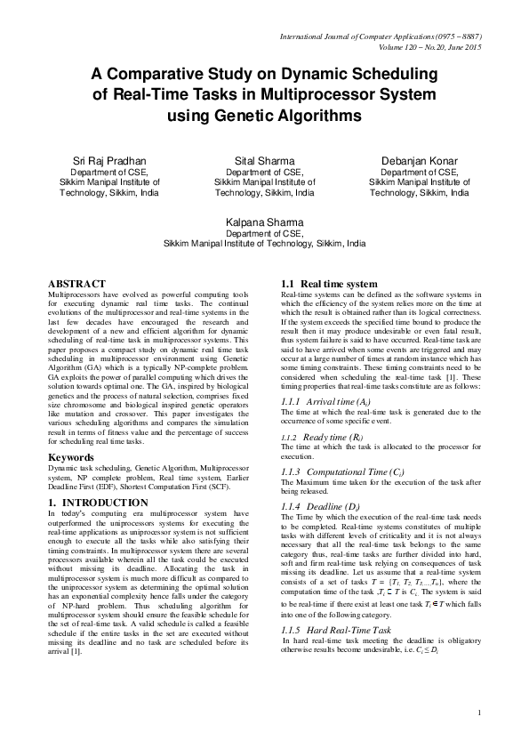(PDF) A Comparative Study on Dynamic Scheduling of Real-Time Tasks in Multiprocessor System ...