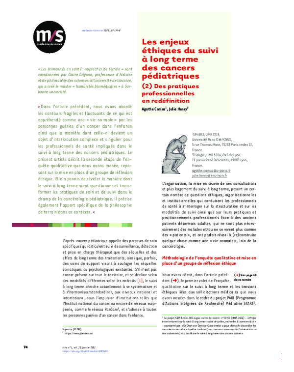 (PDF) Les enjeux éthiques du suivi à long terme des cancers pédiatriques