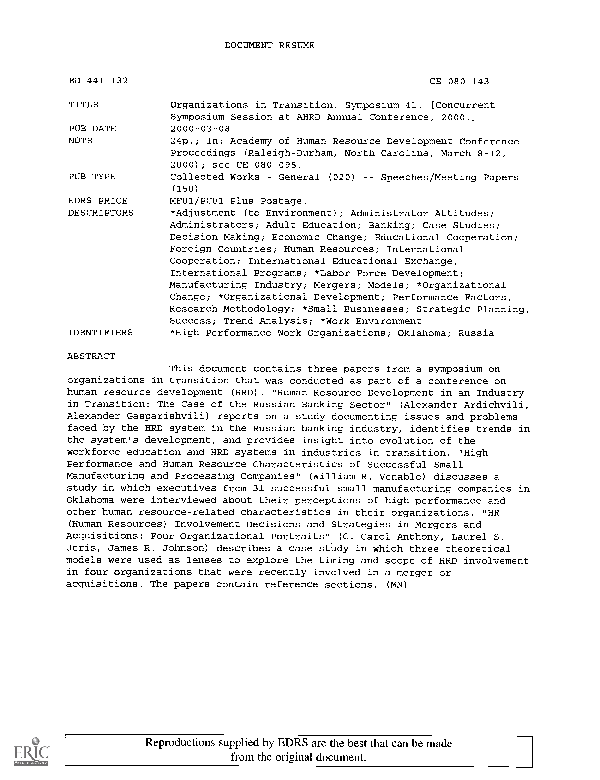 (PDF) Human resource development in an industry in transition: the case ...