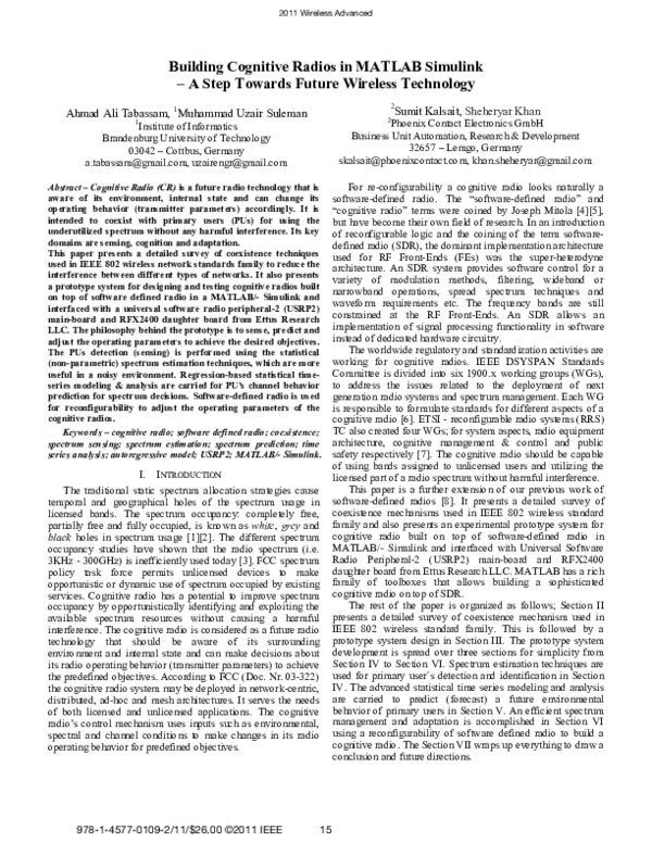 (PDF) Building cognitive radios in MATLAB Simulink — A step towards future wireless technology