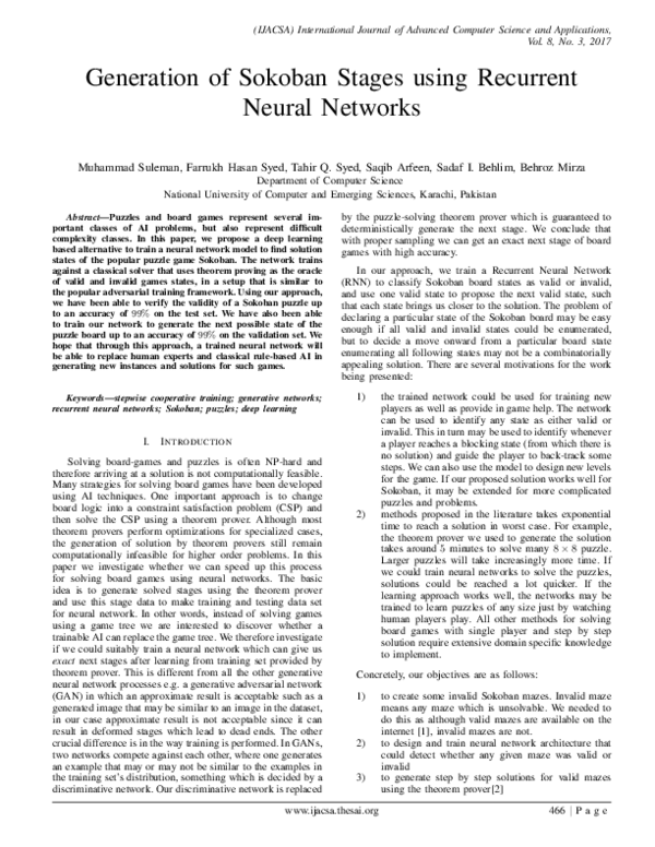 (PDF) Generation of Sokoban Stages using Recurrent Neural Networks
