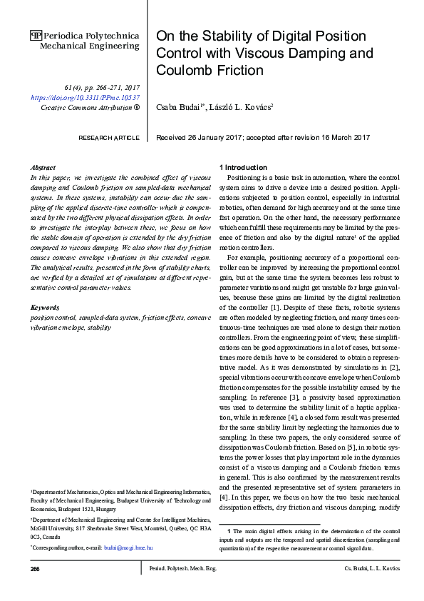 (PDF) On the Stability of Digital Position Control with Viscous Damping ...