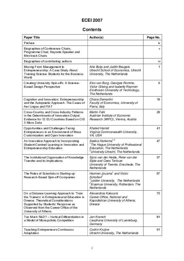 (PDF) Creating University Spin-Offs: A Science-Based Design Perspective