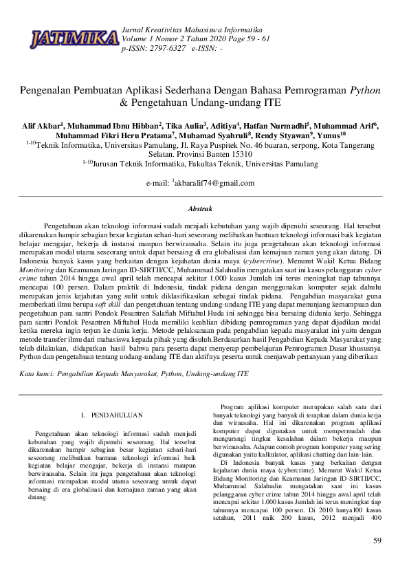 (PDF) Pengenalan Pembuatan Aplikasi Sederhana Dengan Bahasa Pemrograman ...