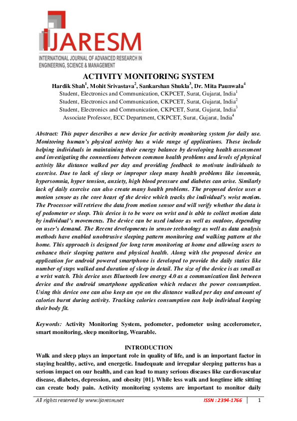 (PDF) Activity Monitoring System