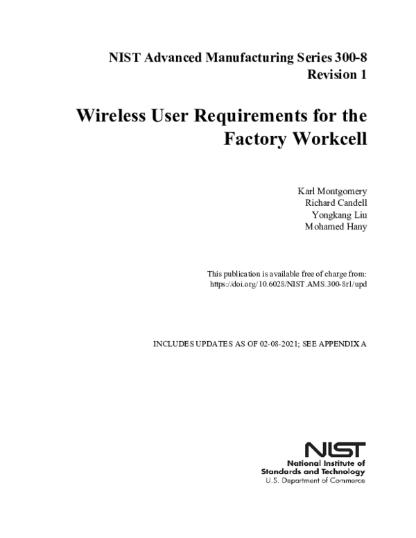 (PDF) Wireless User Requirements for the Factory Workcell