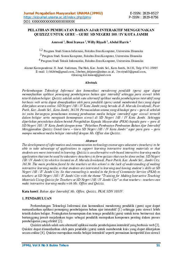 (PDF) Pelatihan Pembuatan Bahan Ajar Interaktif Menggunakan Quizizz ...