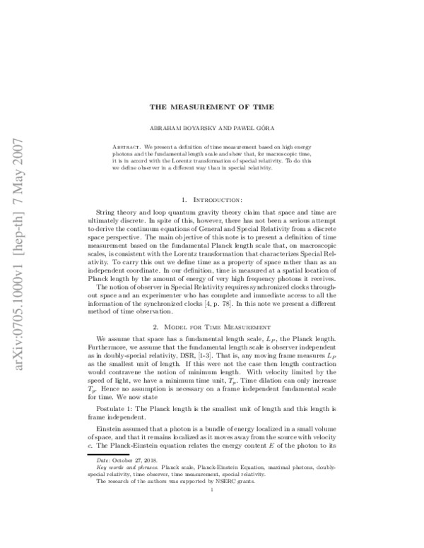 (PDF) The Measurement of Time