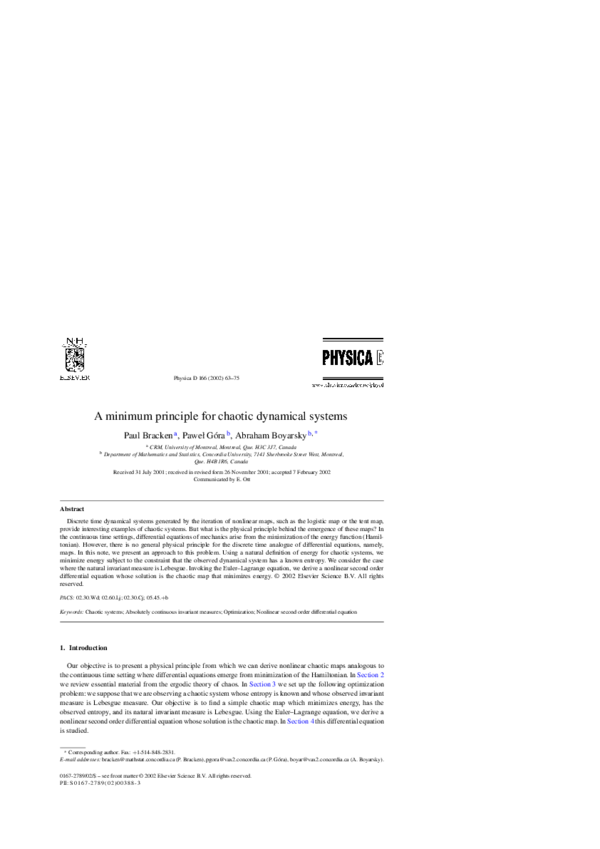 Pdf A Minimum Principle For Chaotic Dynamical Systems