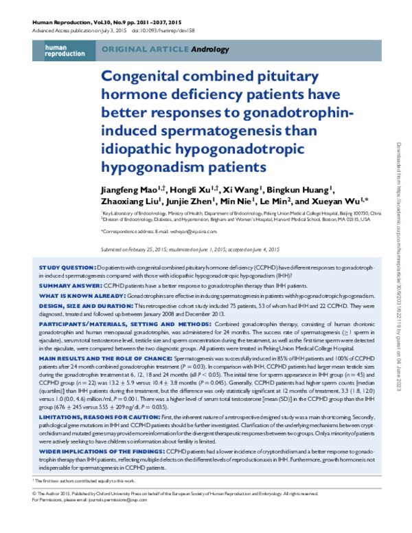 (PDF) Neonatal gonadotropin therapy in male congenital hypogonadotropic ...