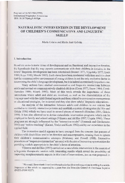 (PDF) Naturalistic intervention in the development of children’s communicative and linguistic skills