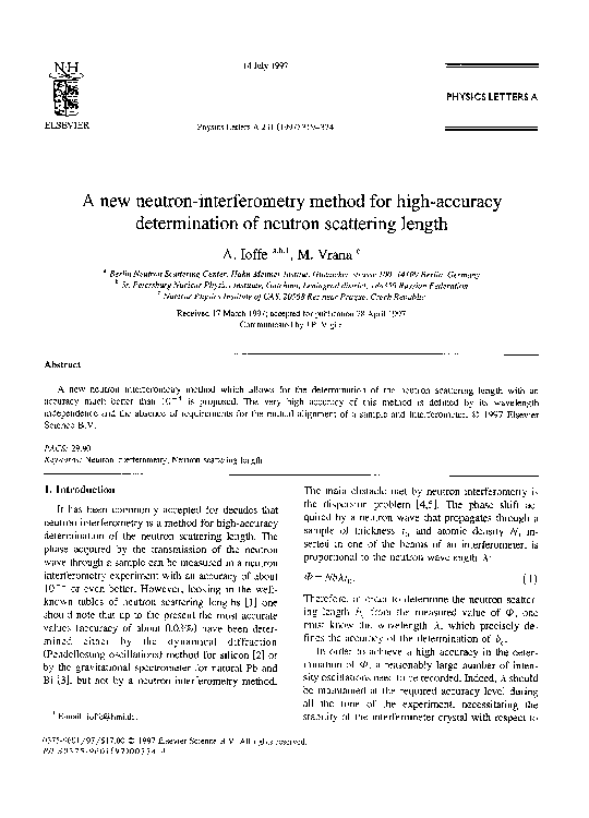 (PDF) A new neutron-interferometry method for high-accuracy ...