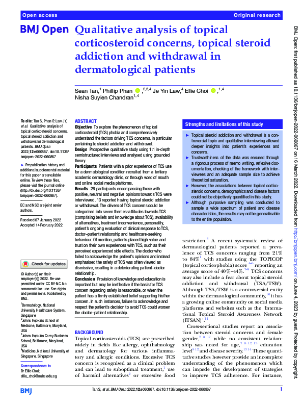 (PDF) Qualitative analysis of topical corticosteroid concerns, topical ...