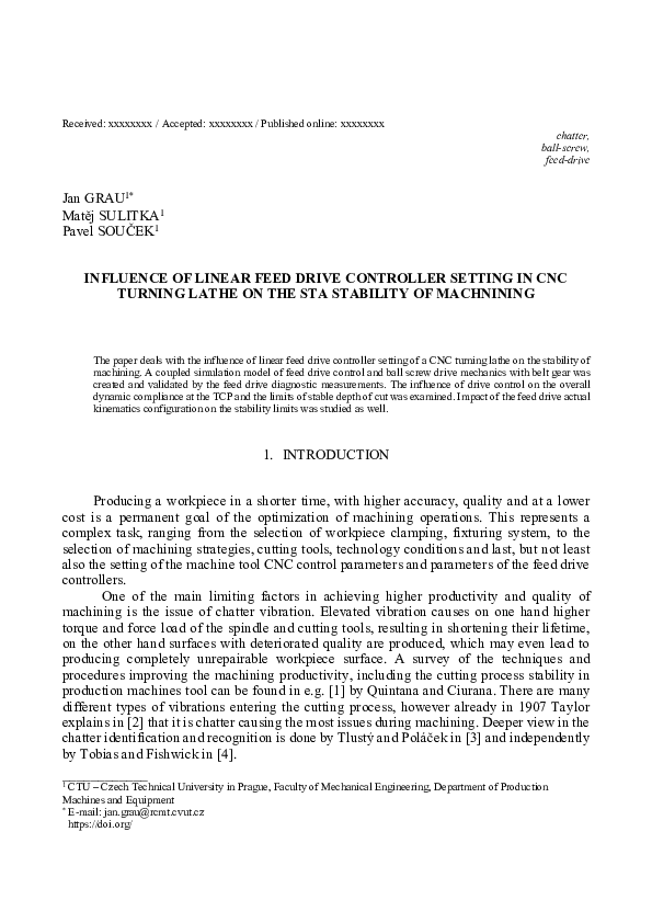 (PDF) Influence of Linear Feed Drive Controller Setting in CNC Turning ...