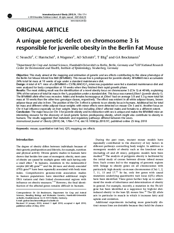 (PDF) A unique genetic defect on chromosome 3 is responsible for ...