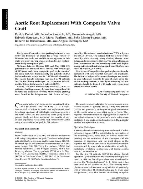 (PDF) Aortic root replacement with composite valve graft | Emanuela ...