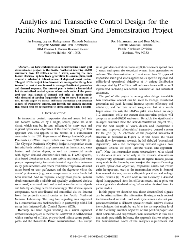 (PDF) Analytics and Transactive Control Design for the Pacific ...
