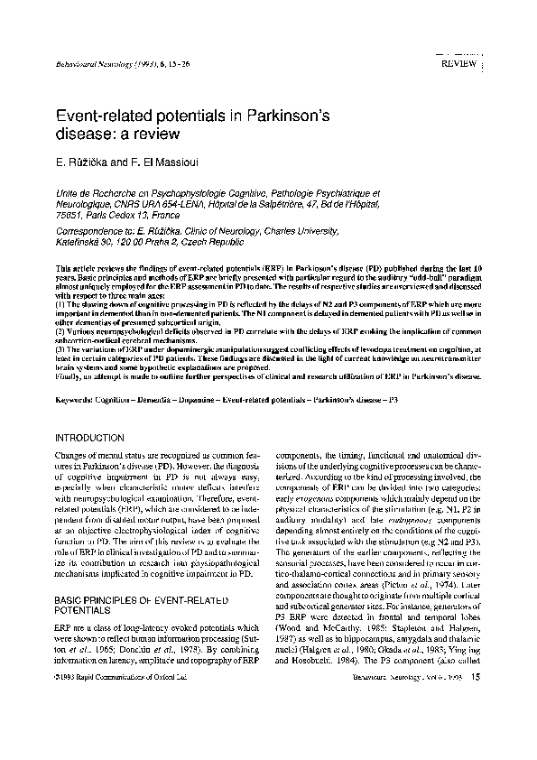 (PDF) Event-Related Potentials in Parkinson’s Disease: A Review