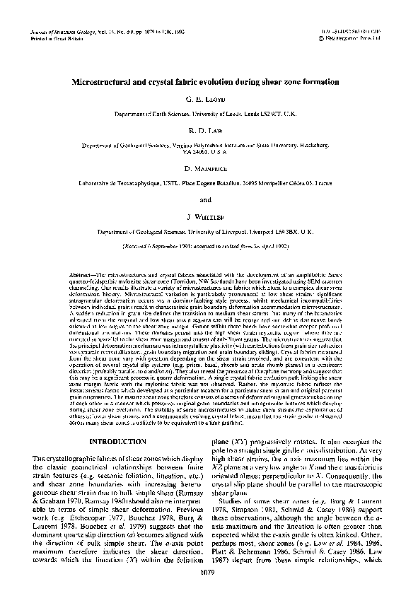 (PDF) Microstructural and crystal fabric evolution during shear zone formation