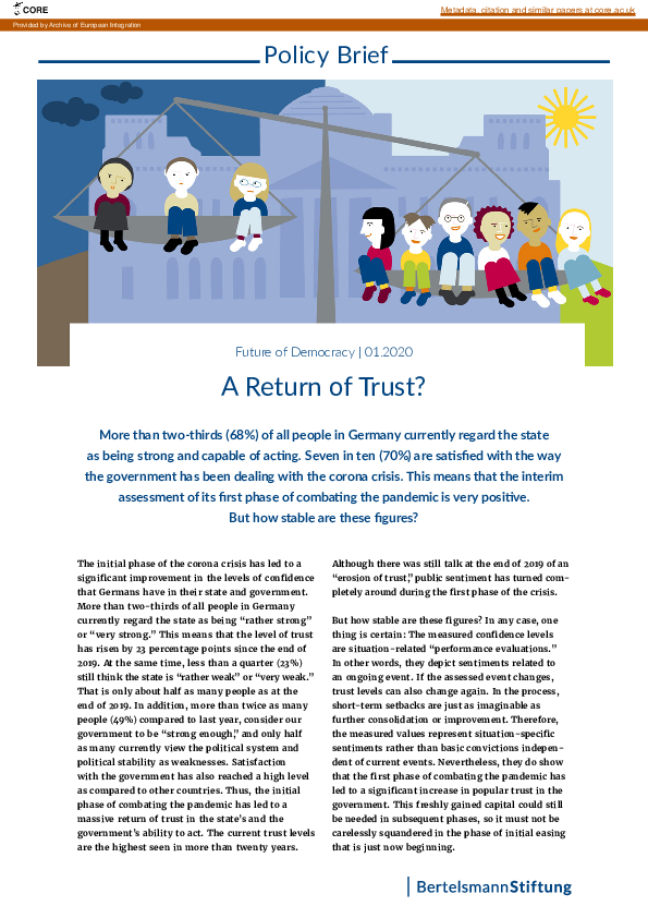 (PDF) A Return of Trust? Future of Democracy 01.2020 May 2020