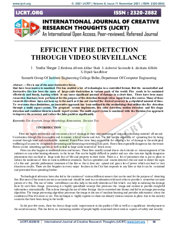 (PDF) Efficient Fire Detection Through Video Surveillance 1