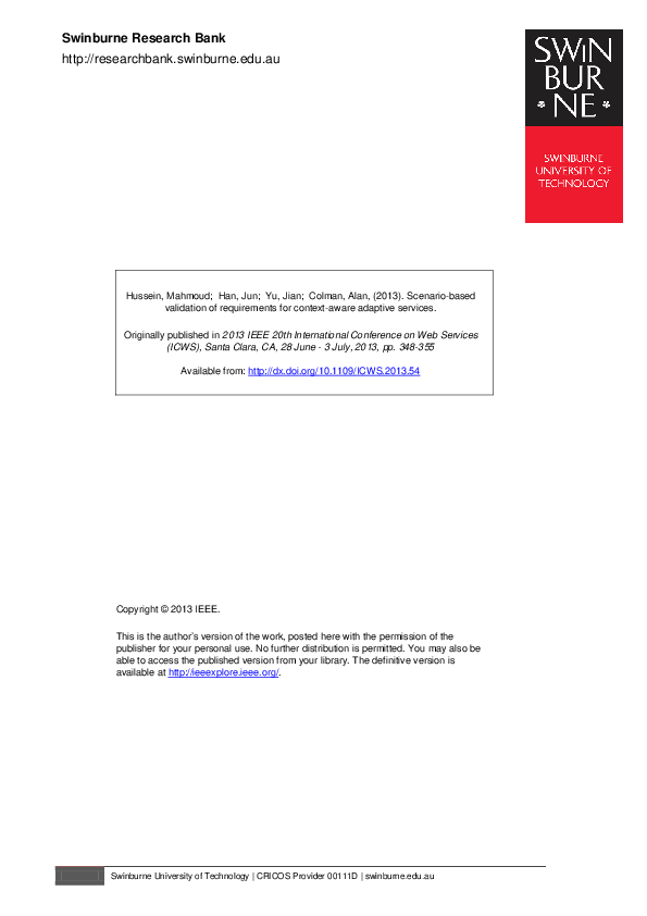 (PDF) Scenario-Based Validation of Requirements for Context-Aware Adaptive Services