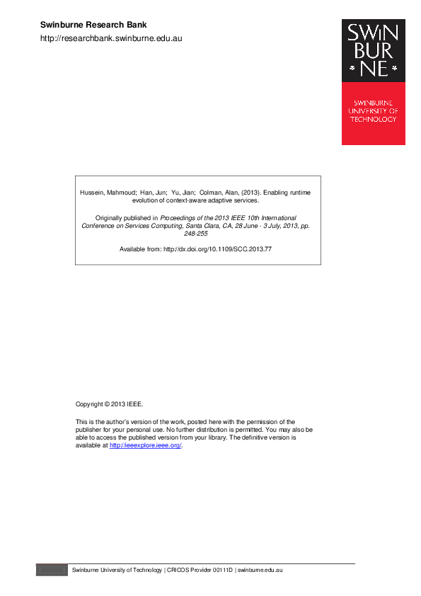 (PDF) Enabling Runtime Evolution of Context-Aware Adaptive Services
