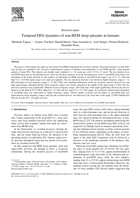 (PDF) Temporal EEG dynamics of non-REM sleep episodes in humans
