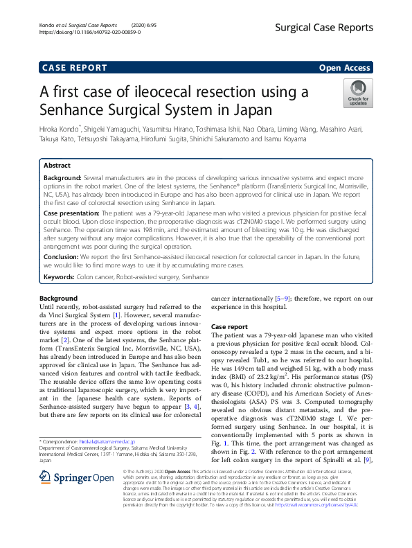 (PDF) A first case of ileocecal resection using a Senhance Surgical ...