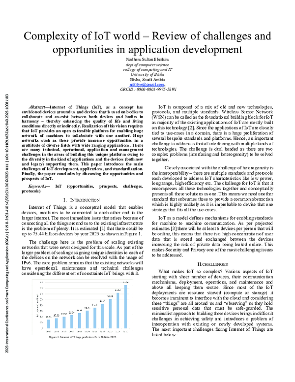 (PDF) Complexity of IoT world - Review of challenges and opportunities ...