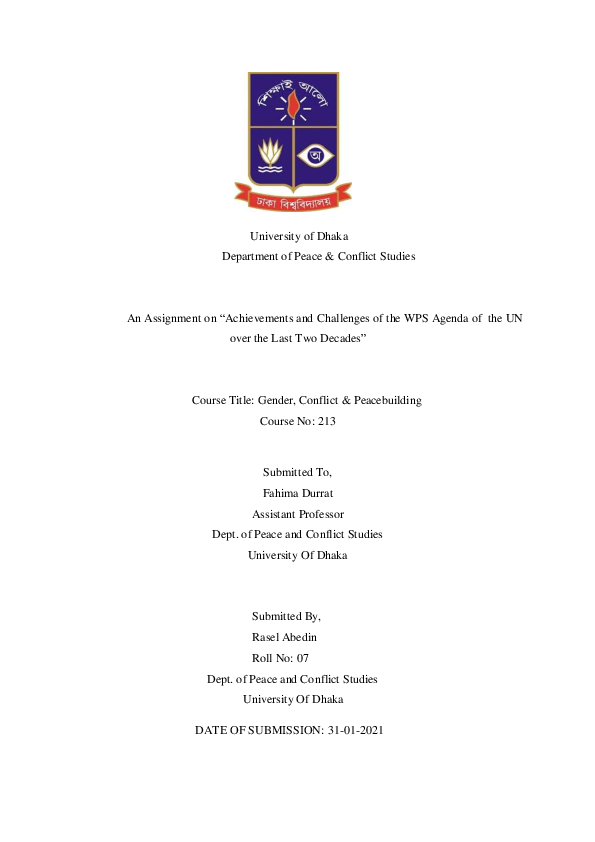 (PDF) Achievements and Challenges of the WPS Agenda of the UN over the ...