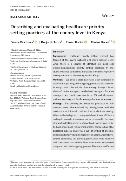 Pdf Describing And Evaluating Healthcare Priority Setting Practices